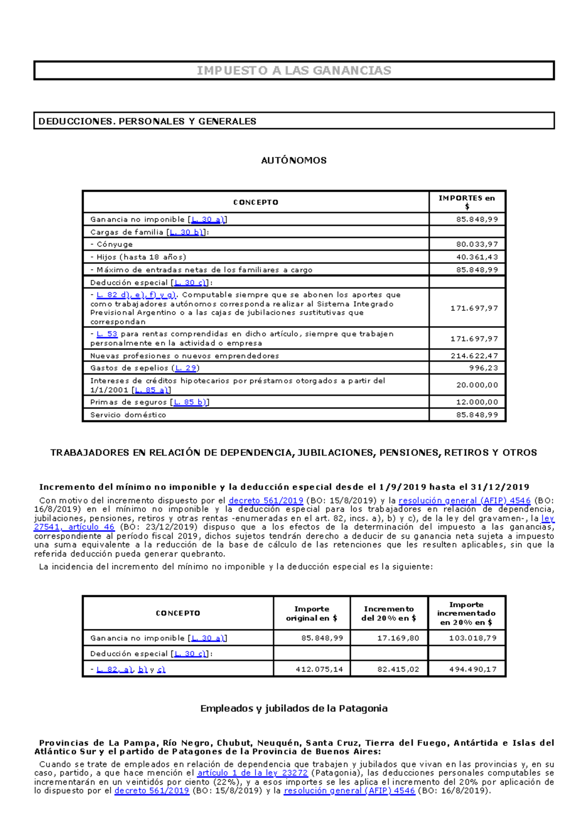 Ganancias deducciones - IMPUESTO A LAS GANANCIAS DEDUCCIONES. PERSONALES Y GENERALES AUTÓNOMOS ...