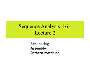 Lecture 7 - cancer biomarkers - Sequence Analysis '16 - lecture 7 Significance E-values How ...