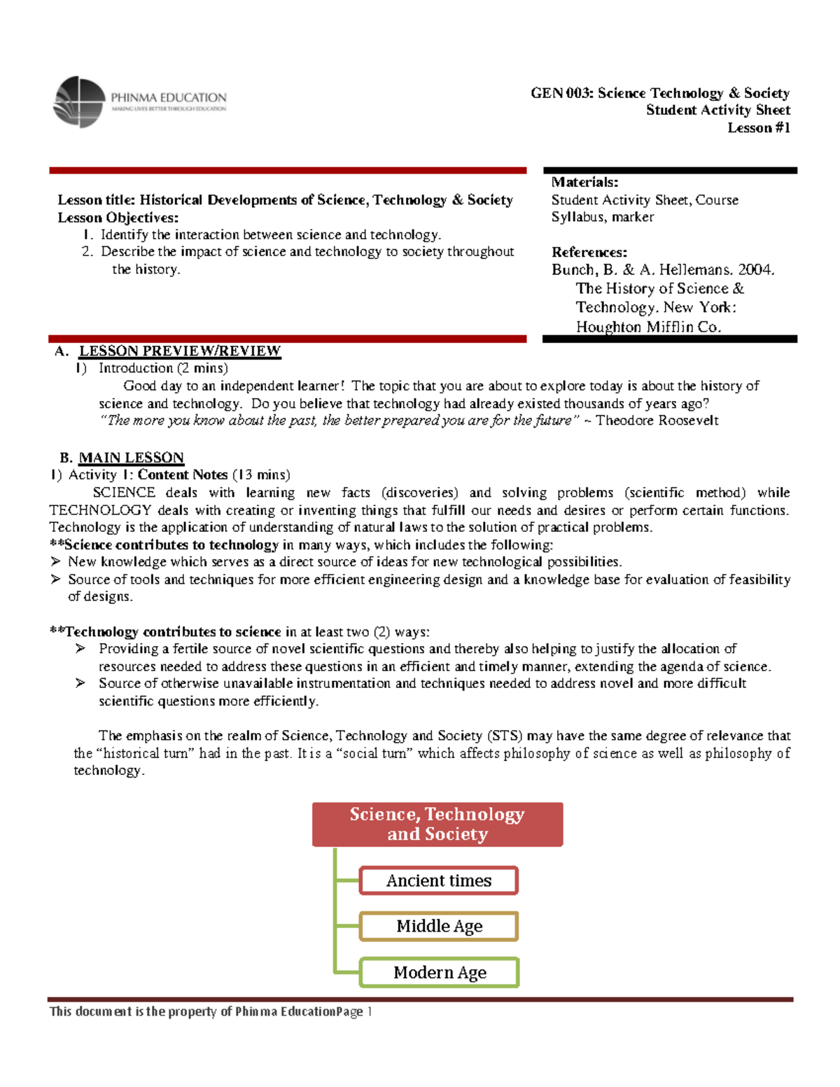 GEN 003 Lesson 1 - This will serve as notes to students who needs to ...