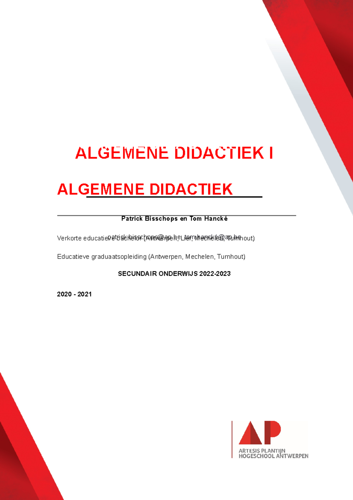 Oefenboek Algemene didactiek 22-23 - ALGEMENE DIDACTIEK I ...