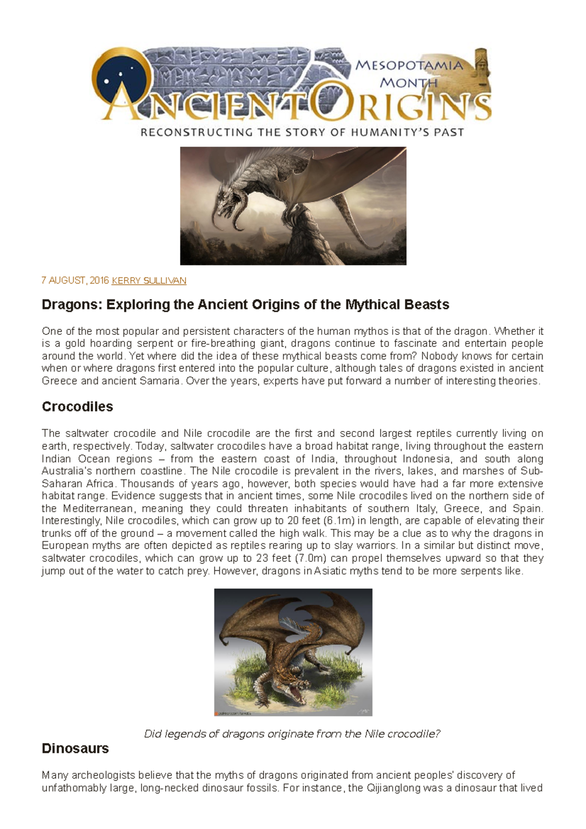 Ancient Origins Dragons Articles - 7 AUGUST, 2016 KERRY SULLIVAN ...