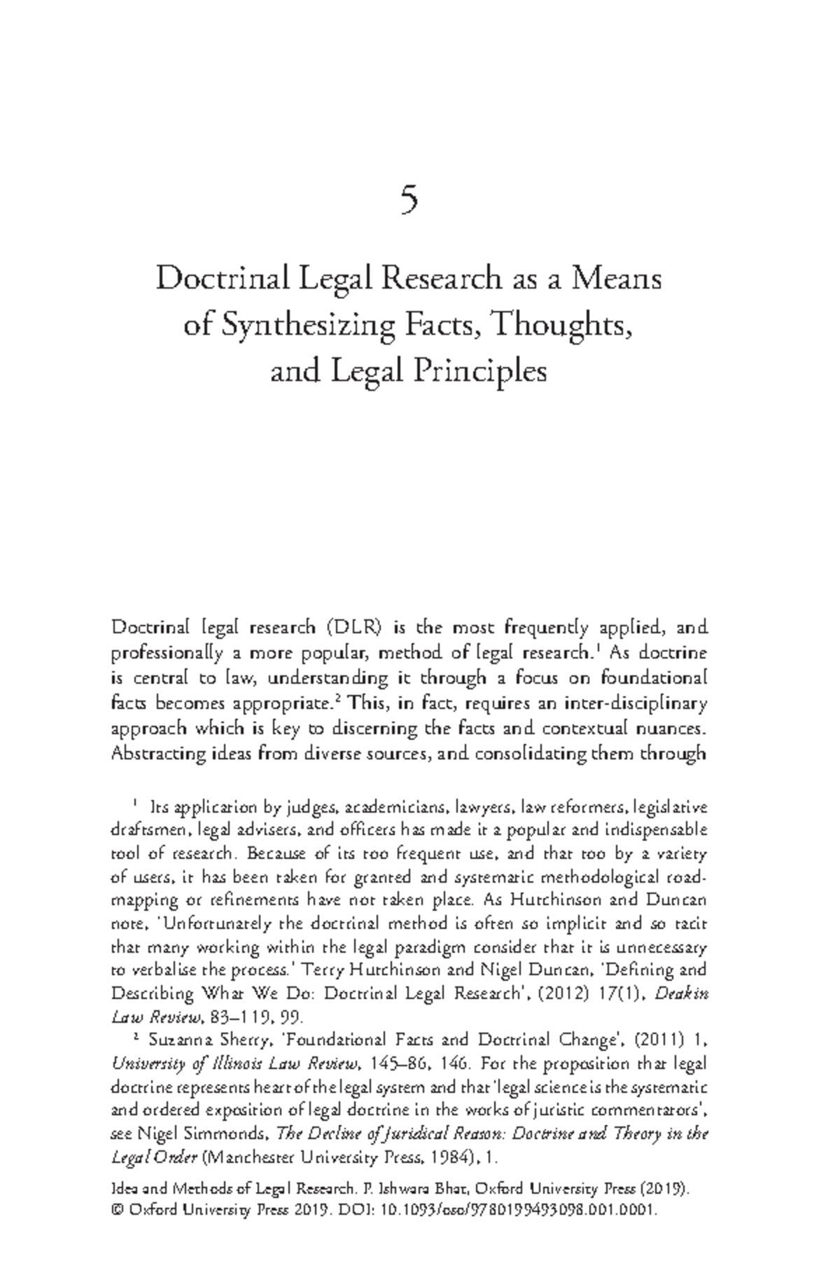 5 Doctrinal Legal Research - 1 As doctrine is central to law ...