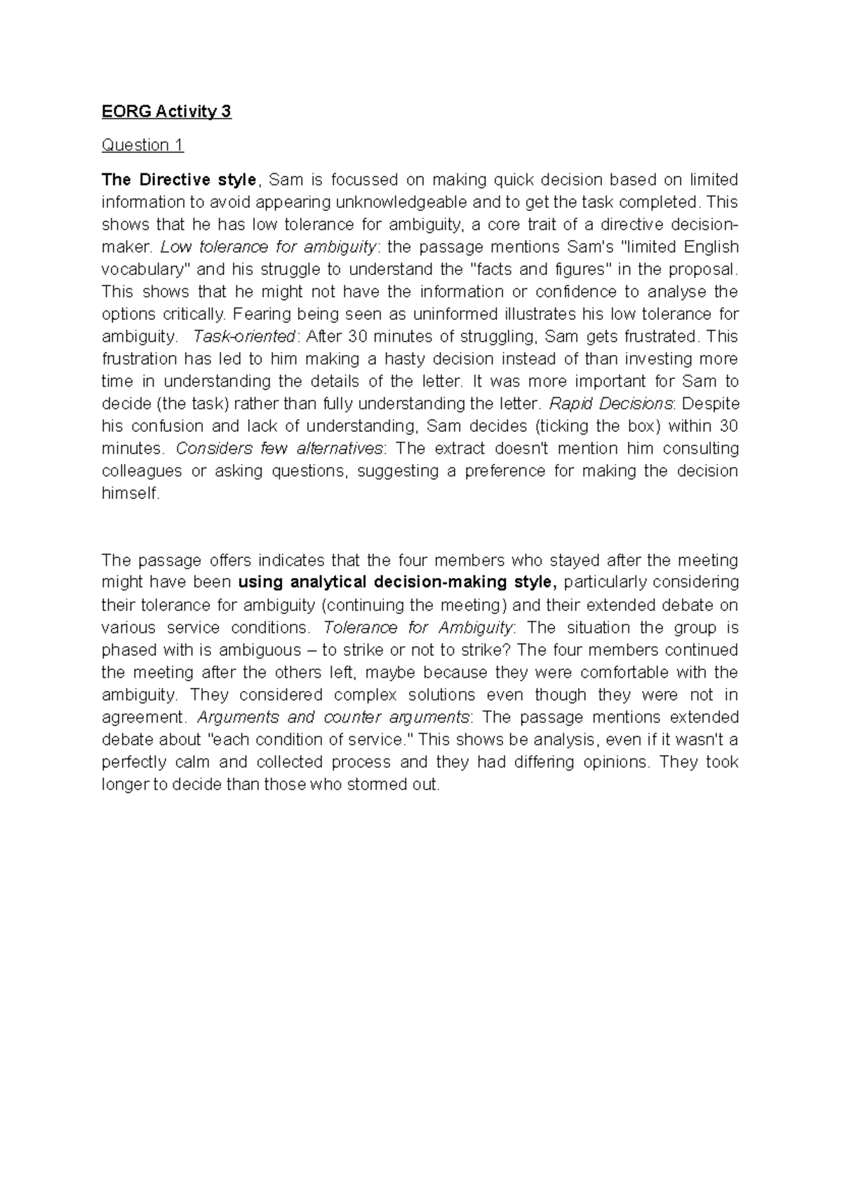 EORG Activity 3, Question 1( Nikie) - EORG Activity 3 Question 1 The ...