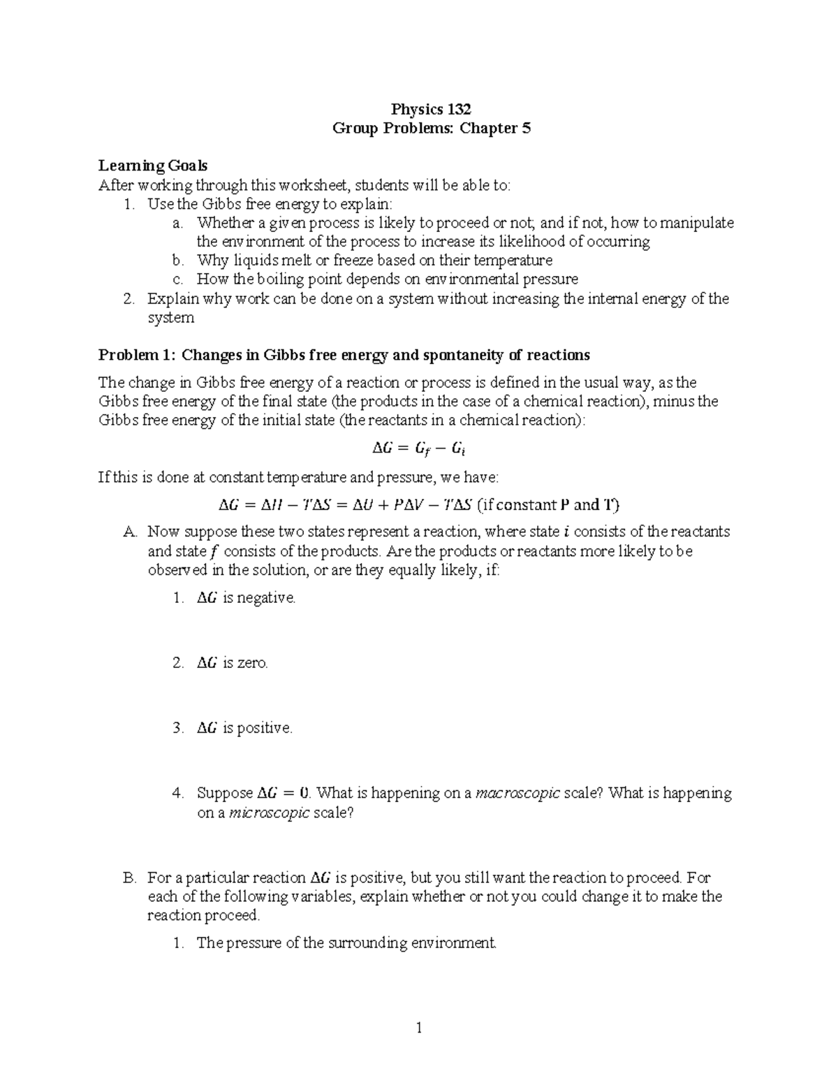 Group Problems - Chapter 5 No KEY - Physics 132 Group Problems: Chapter ...