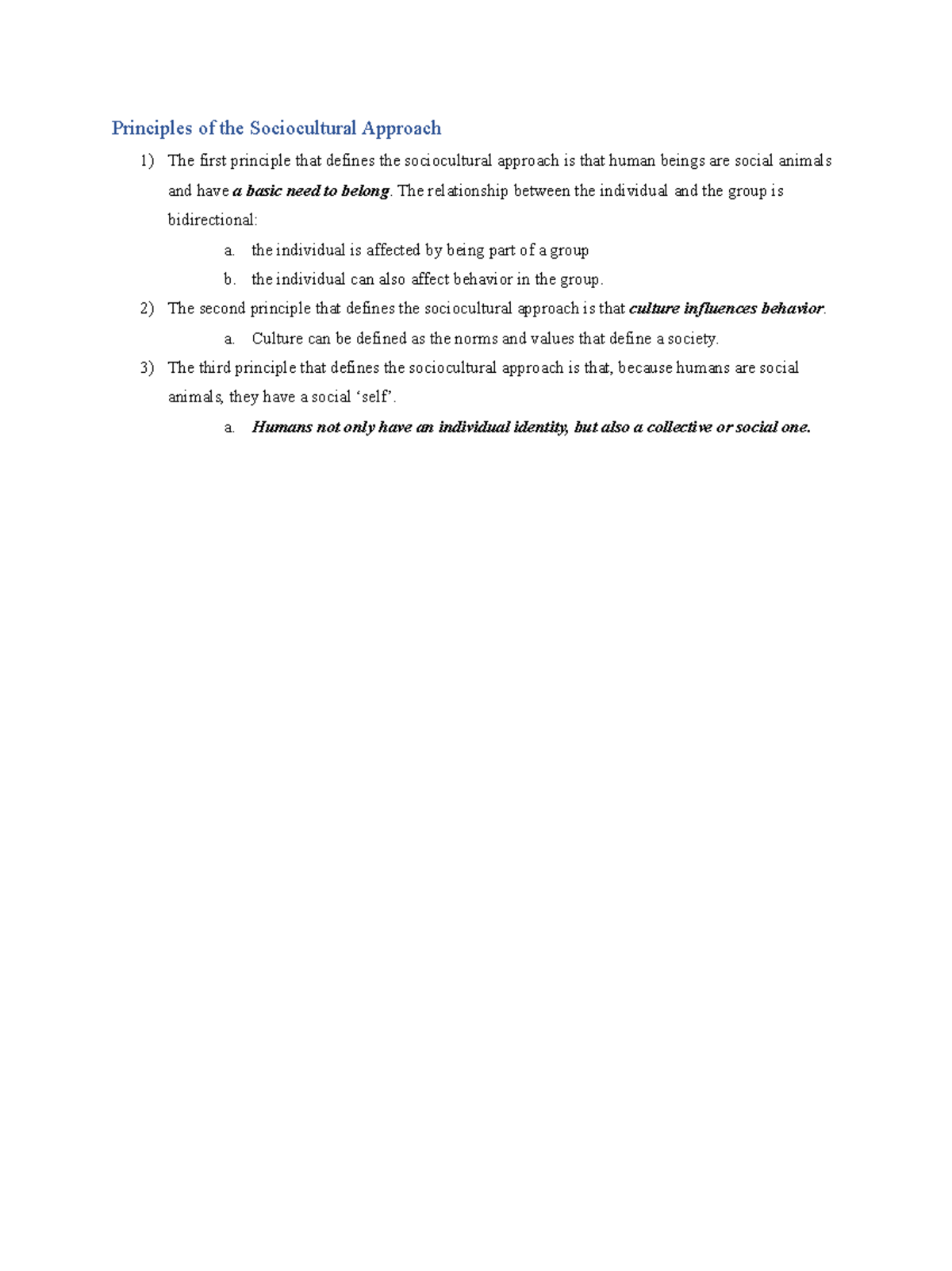 Sociocultural Approach Study Guide 2021 - Principles of the ...