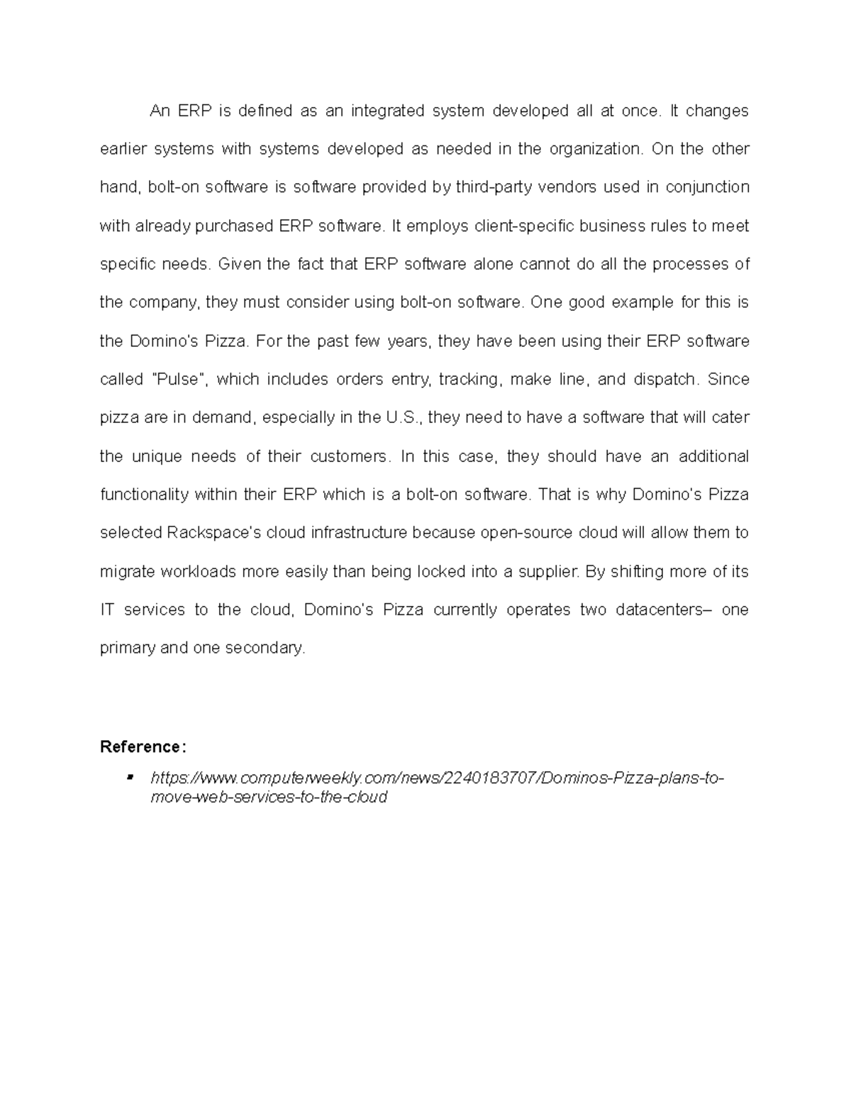 Erp - NOTES - An ERP is defined as an integrated system developed all ...