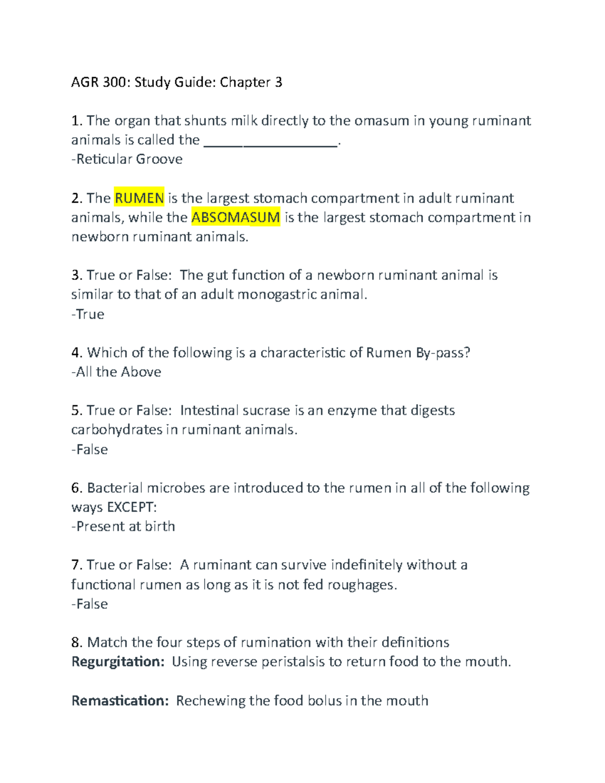 AGR 300 Study Guide Chapter 3 - AGR 300: Study Guide: Chapter 3 The ...