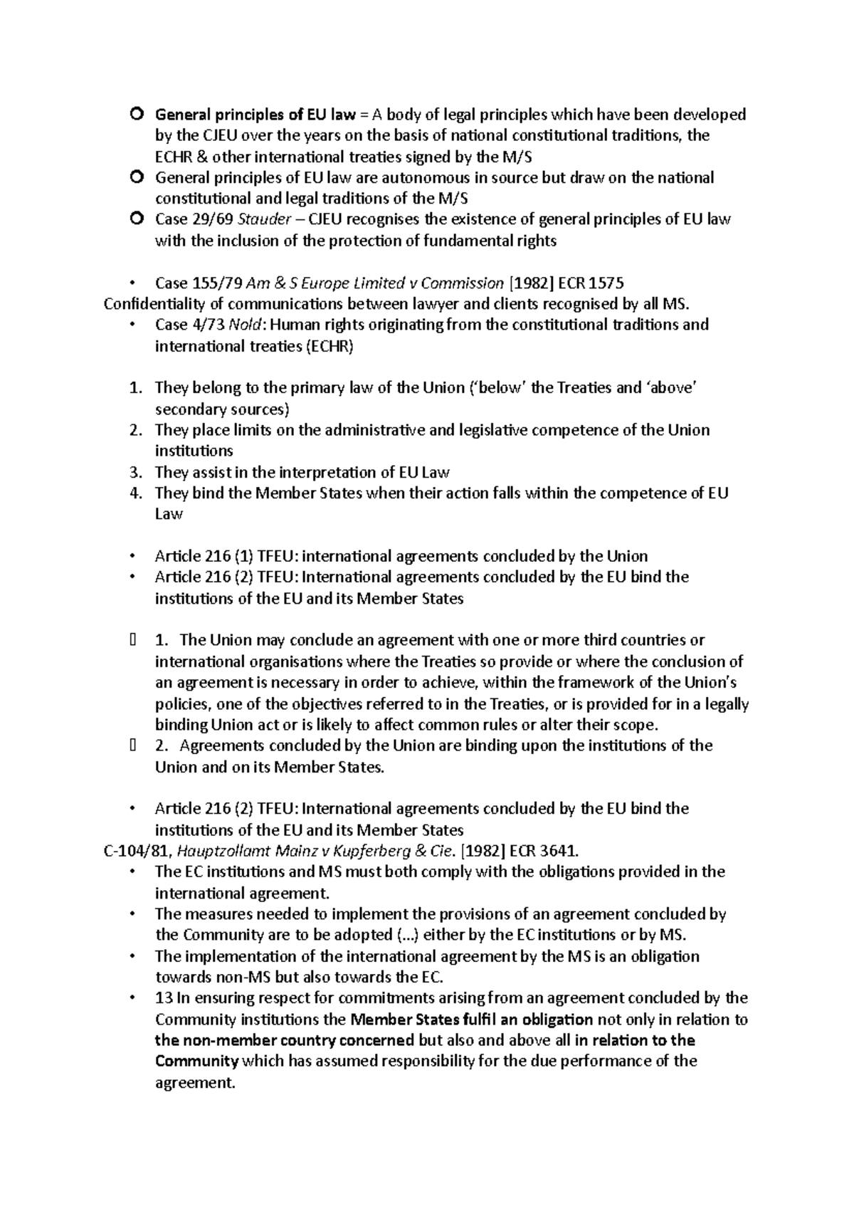 Eu 4 Lecture Notes 8 General Principles Of EU Law A Body Of