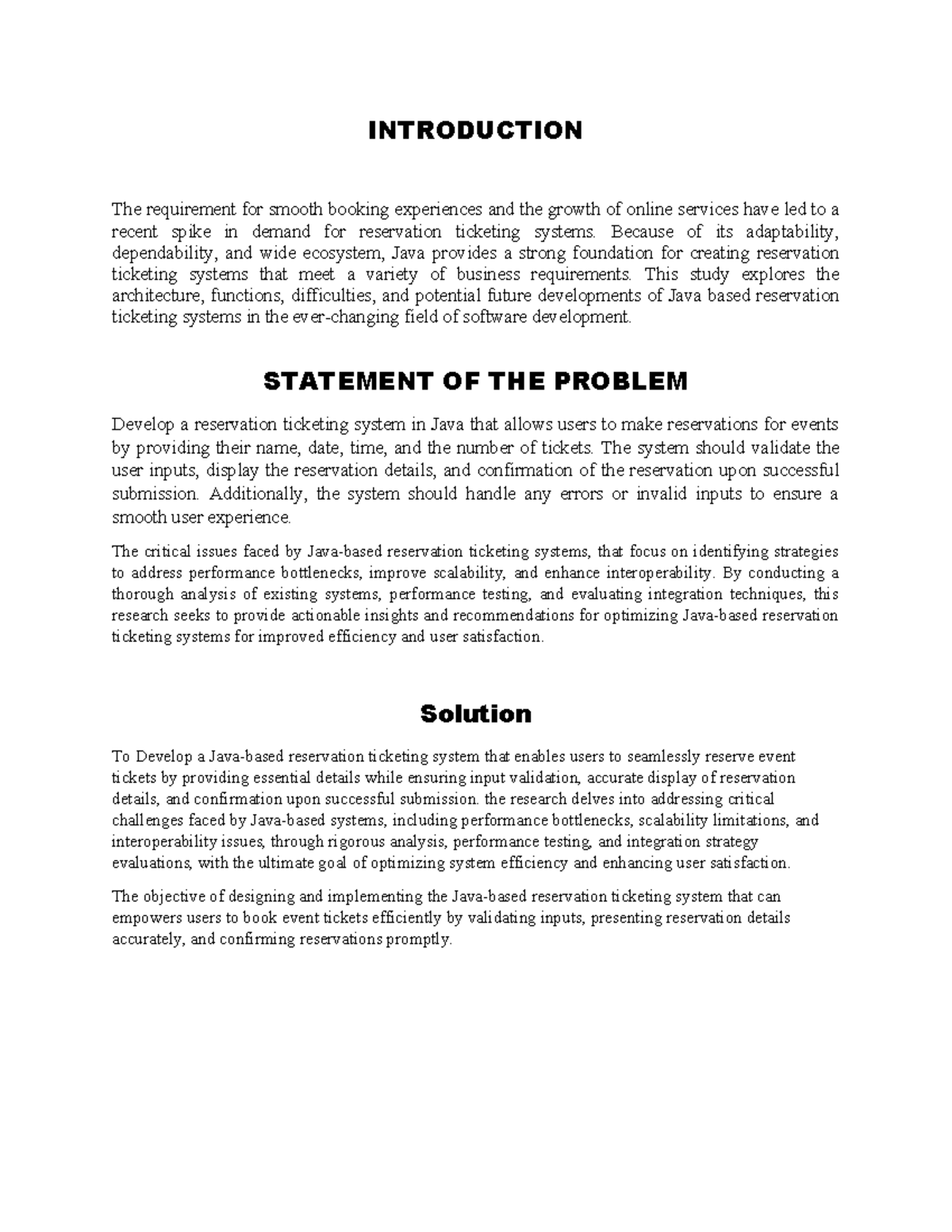 Com Prog - INTRODUCTION The requirement for smooth booking experiences ...