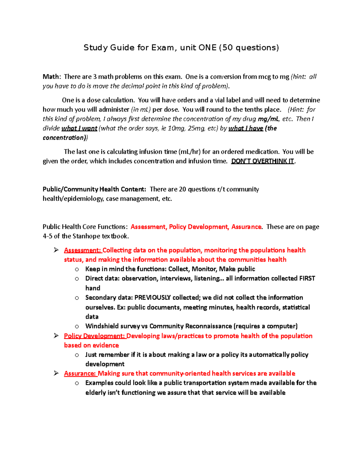 EXAM 1 Study Guide - Study Guide for Exam, unit ONE (50 questions) Math ...