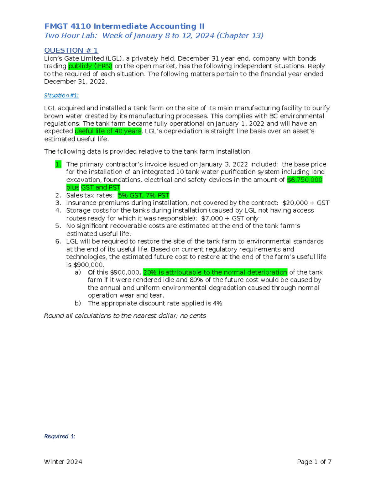1. Lab Questions - Week of Jan 8 to 12 - Two Hour Lab: Week of January 8 to 12, 2024 (Chapter 13 ...