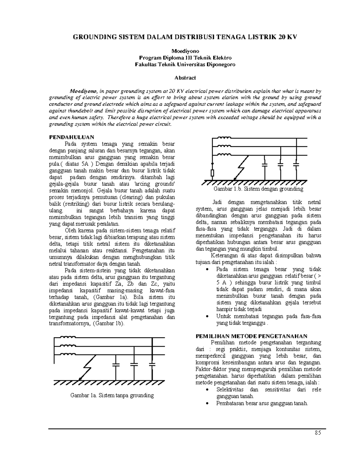 Gema 071 - Gema 071 - GROUNDING SISTEM DALAM DISTRIBUSI TENAGA LISTRIK 20 KV Moediyono Program ...