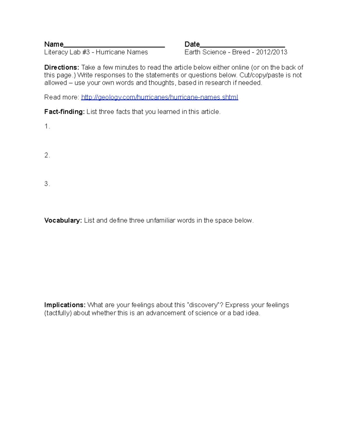 Literacy Lab 3 Earth Science Name Date Literacy Lab 3 Hurricane literacy-lab-3-earth-science-name-date-literacy-lab-3-hurricane
