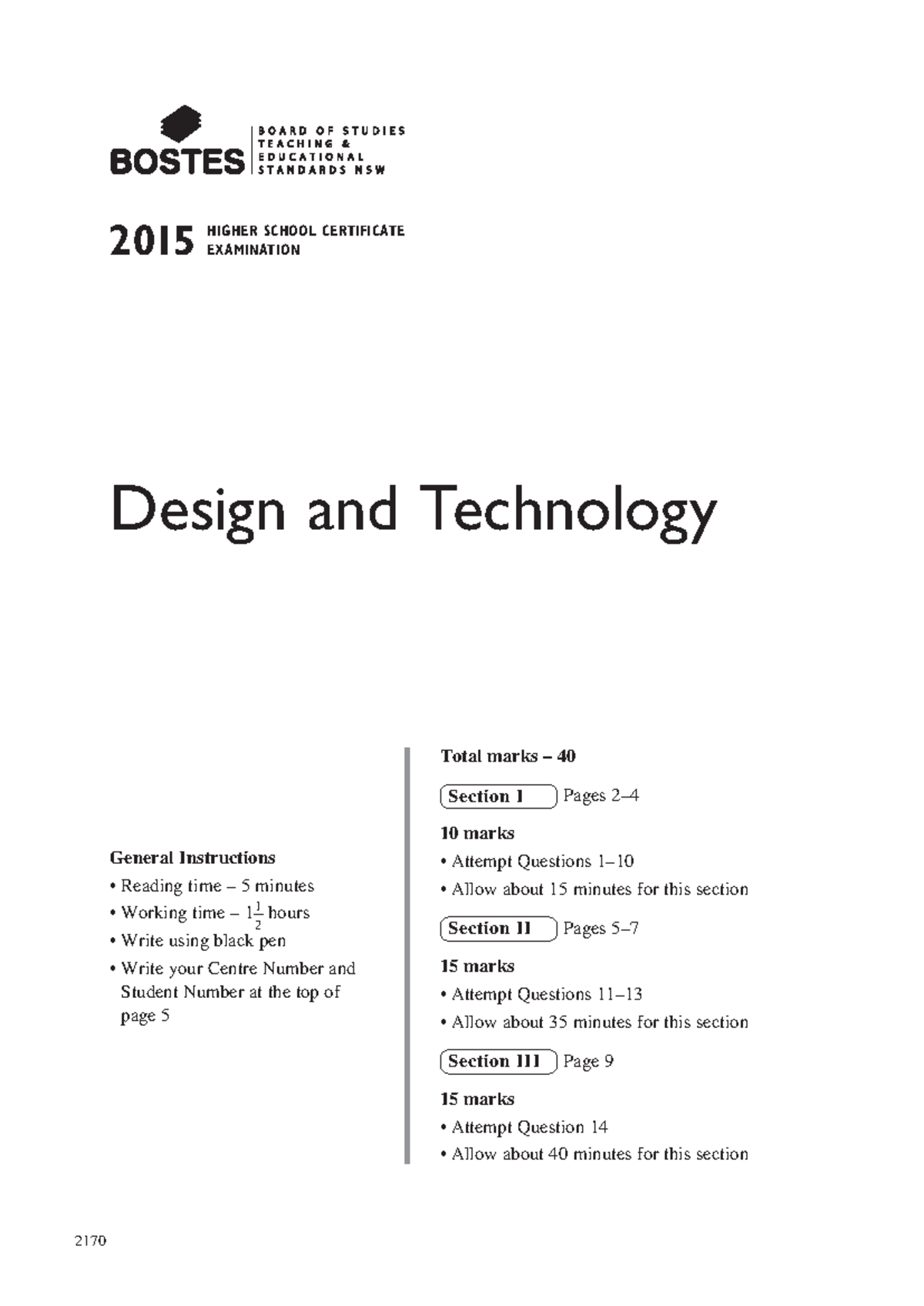 HSC examination practice paper from here - 2170 2015 HIGHER SCHOOL ...