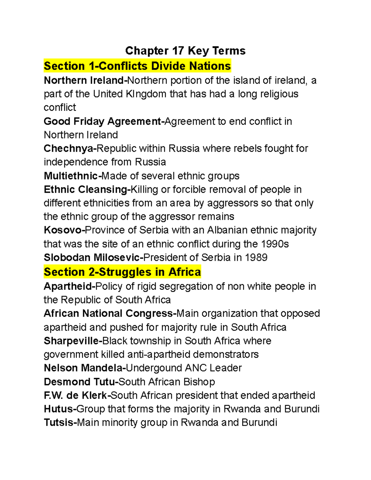 Chapter 17 Keyterms Robert Ayala - Chapter 17 Key Terms Section 1 ...