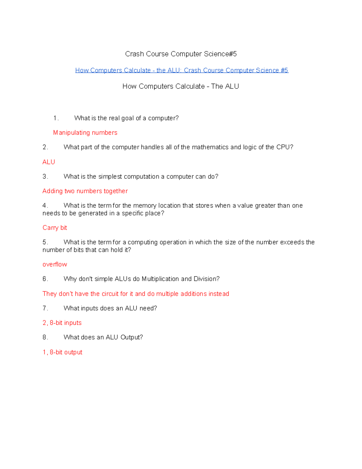 Copy of CCCS5 - a classwork assignment - Crash Course Computer Science ...