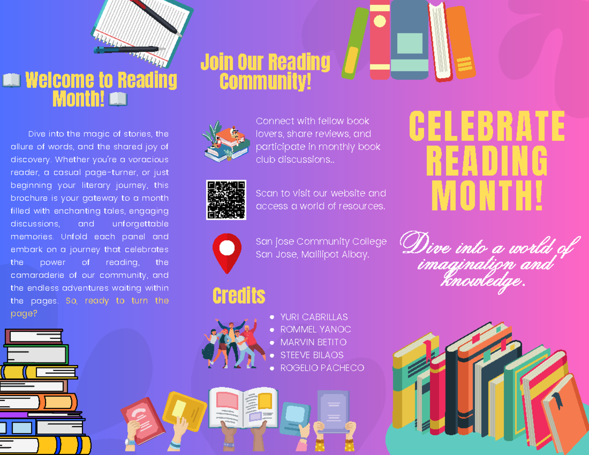 The Book Trifold Brochure 2 - Å Welcome to Reading Month! Å CELEBRATE ...