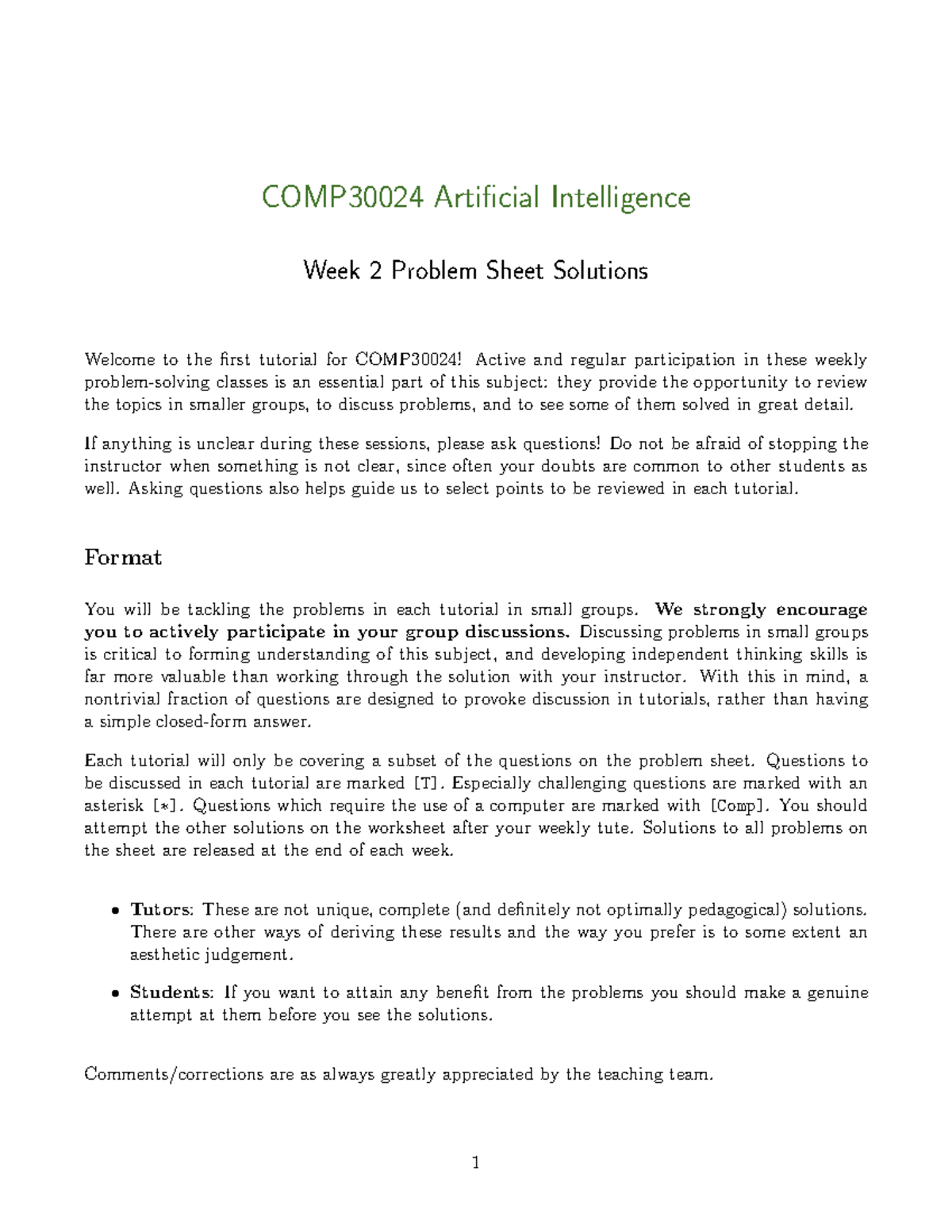 Tutorial-week02-solutions - COMP30024 Artificial Intelligence Week 2 ...