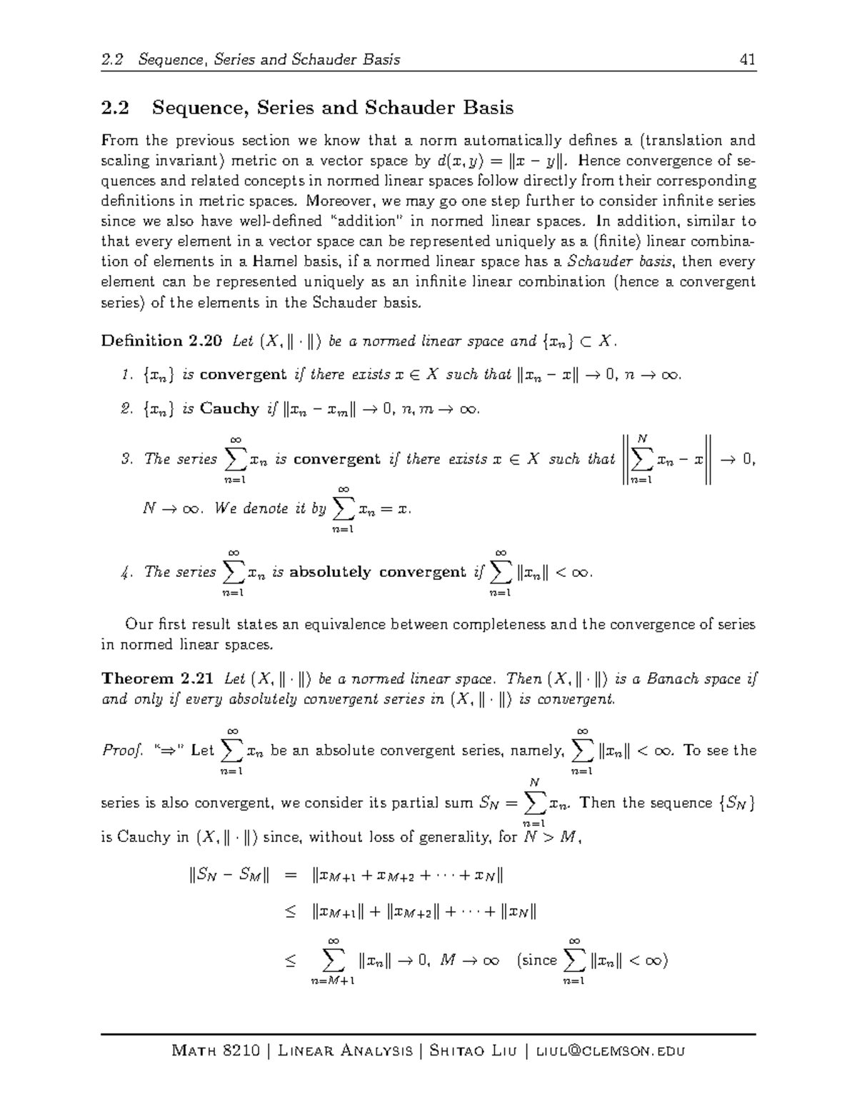 Section 2 Math8210 Lecture Notes 2 Sequence Series And Schauder Basis From The Previous