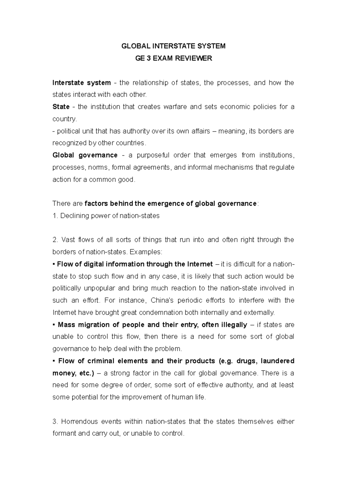 Global Interstate System - GLOBAL INTERSTATE SYSTEM GE 3 EXAM REVIEWER ...