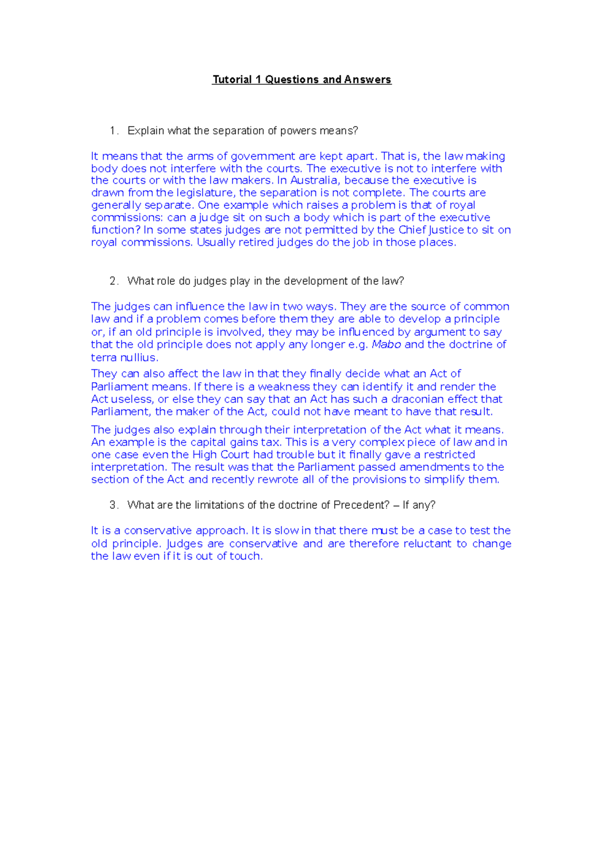 BU 1112 - Tutorial 2 answers - Tutorial 1 Questions and Answers 1 ...