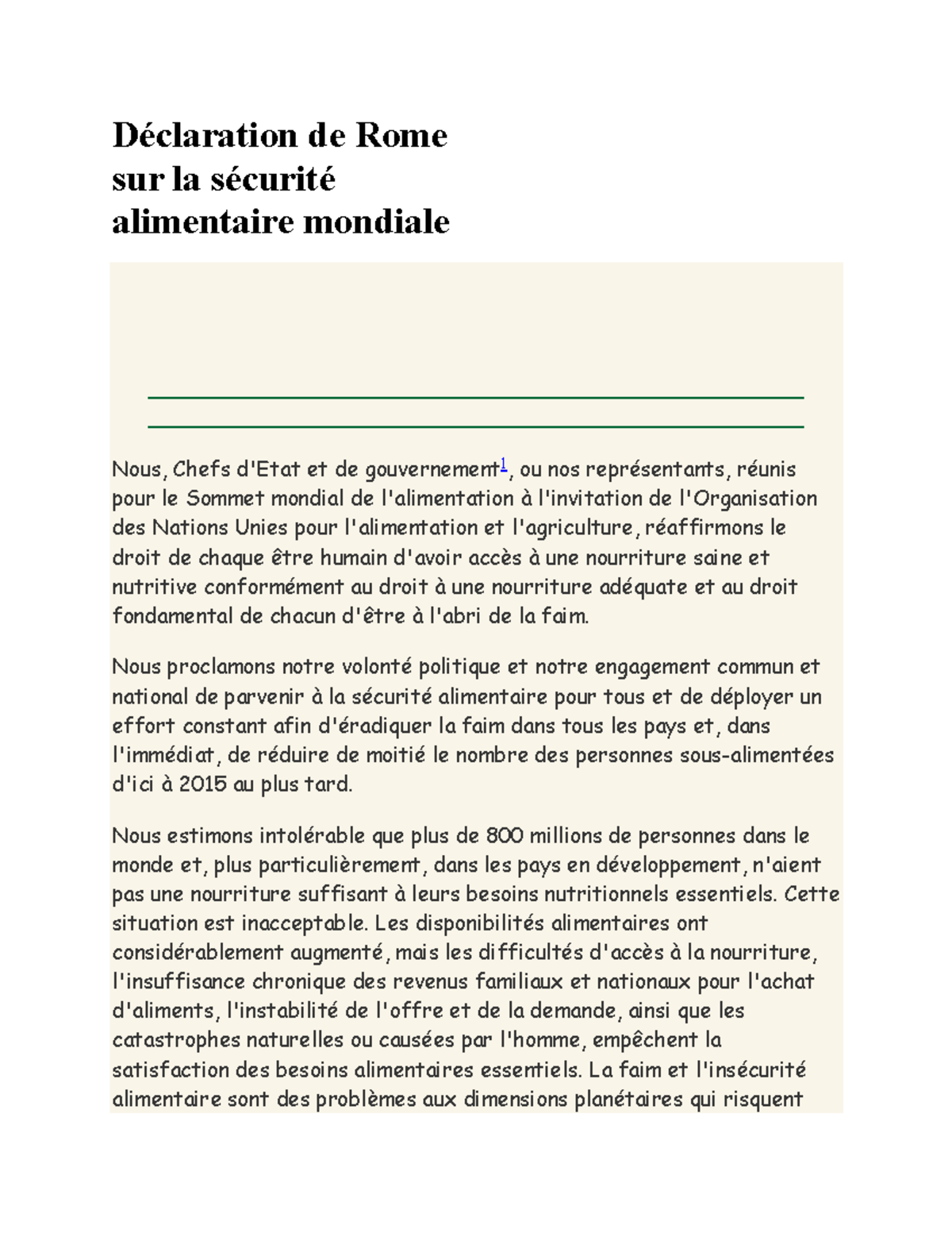 Déclaration de Rome - Summary Droit administratif - Déclaration de Rome ...