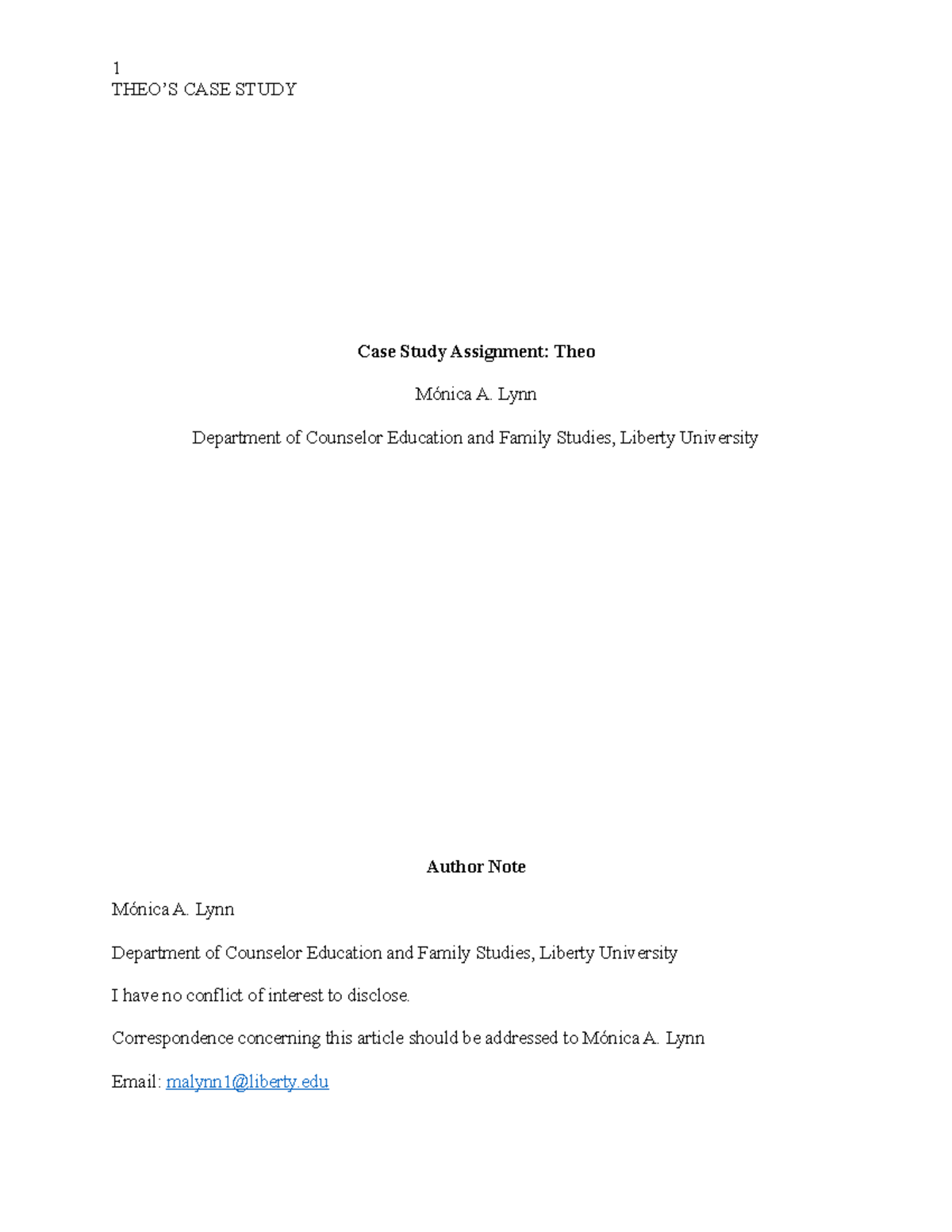 Case Study Assignment Theo - THEO’S CASE STUDY Case Study Assignment ...