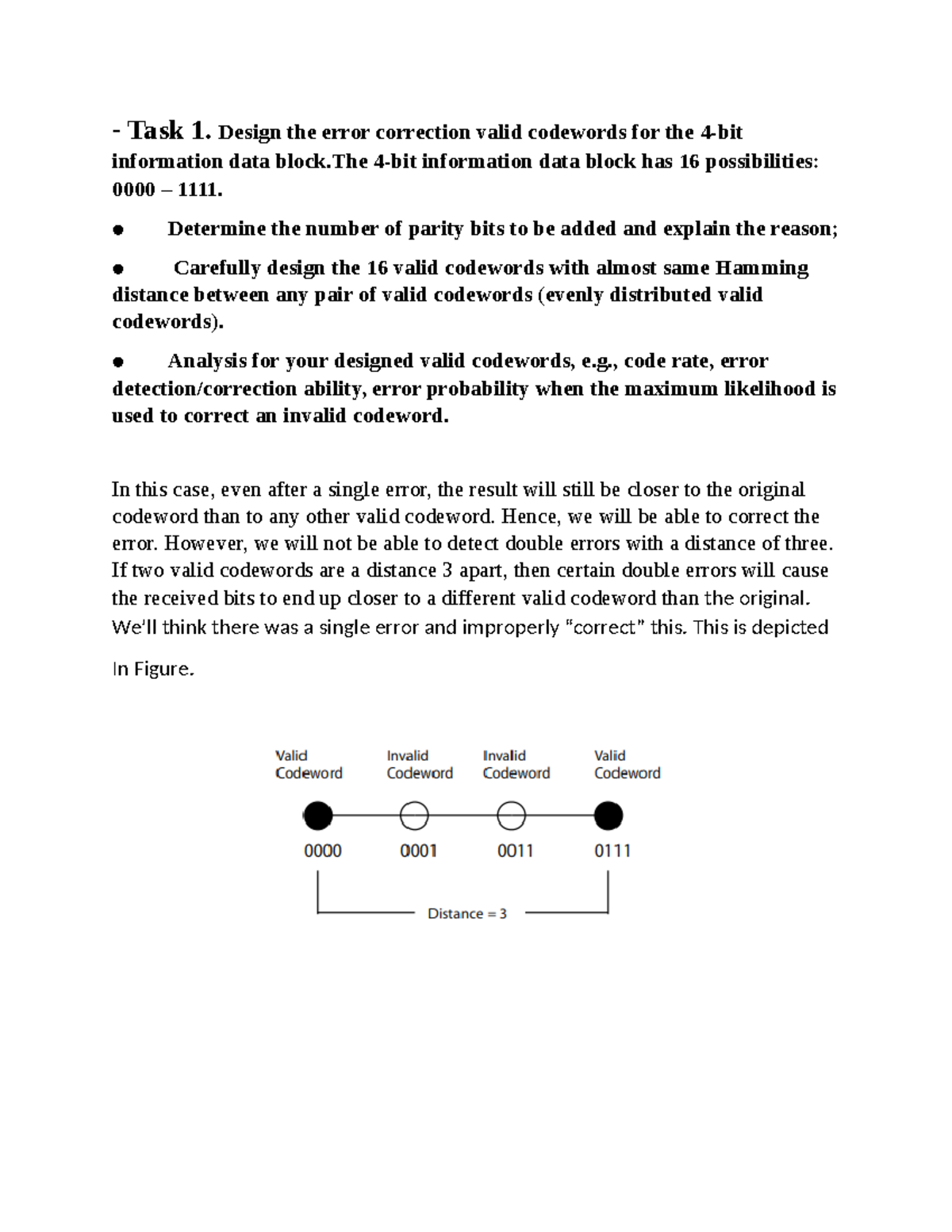 Document 1 - Task 1. Design the error correction valid codewords for ...