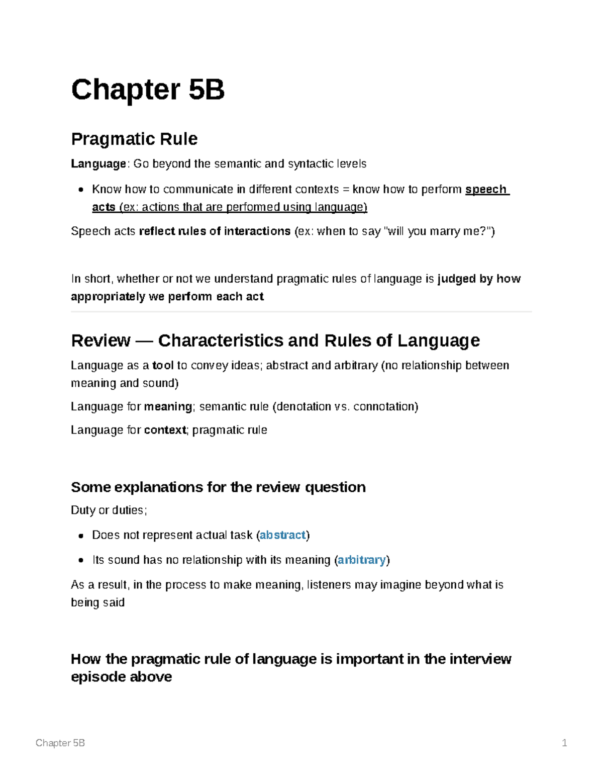 Characteristics and Rules of Language - Chapter 5B 1 Chapter 5B Pragmatic Rule Language: Go ...