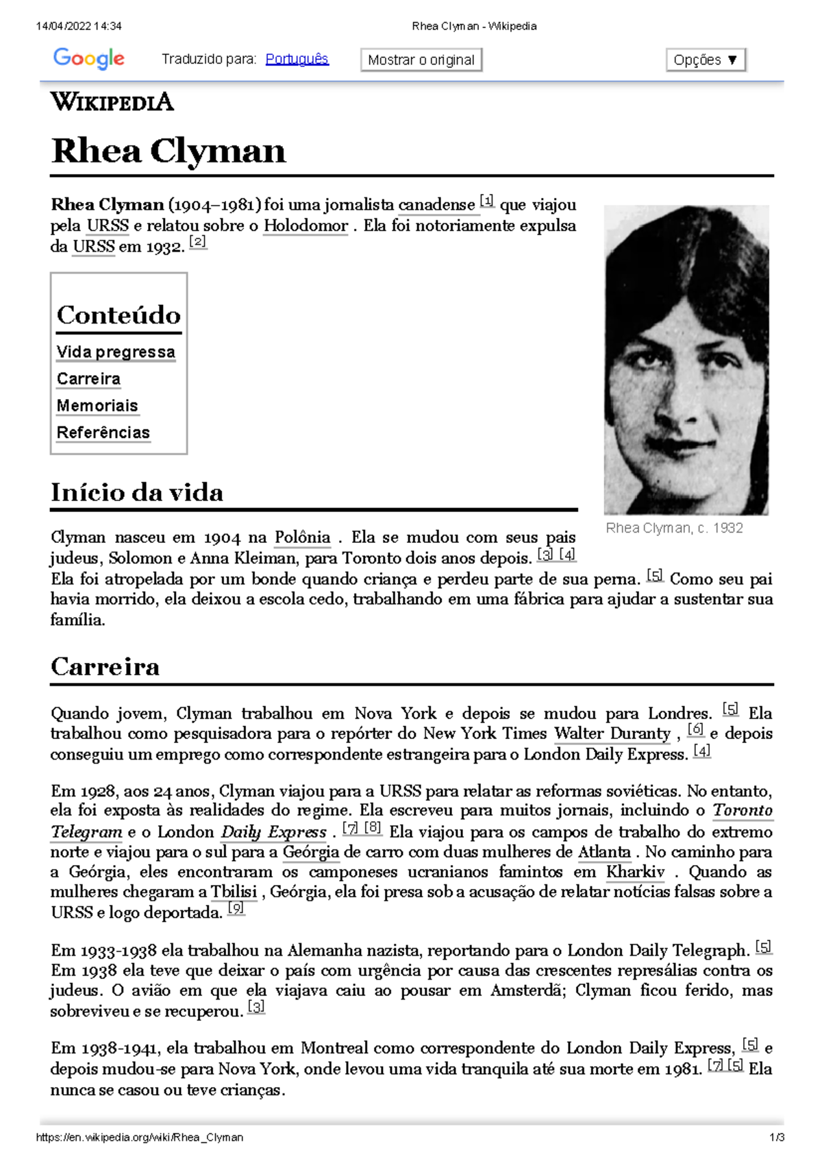 Rhea Clyman - artigo - História Contemporânea I - UNICAMP - Studocu