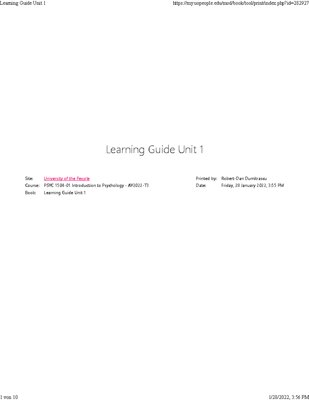 Learning Guide Unit 1 - Review the concept of science as only one ...