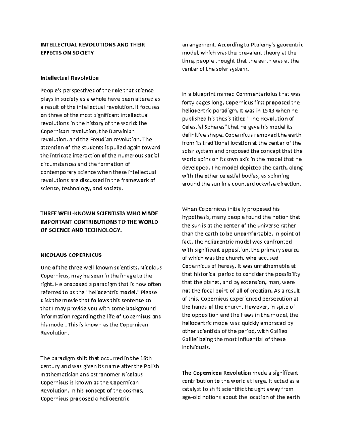 Intellectual Revolutions AND Their Effects ON Society - INTELLECTUAL ...