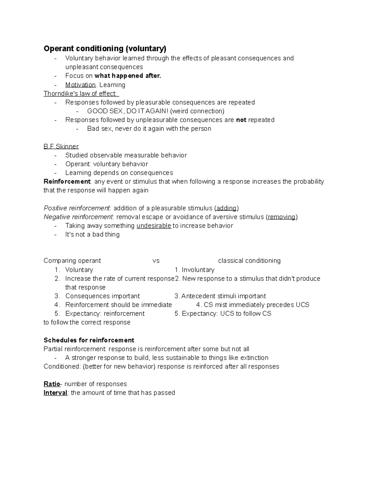 Intro to Learning - Operant conditioning (voluntary) Voluntary behavior ...