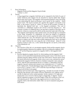Mechanical Equivalent of Heat (Electrical Method) Lab Report - I. Basic ...