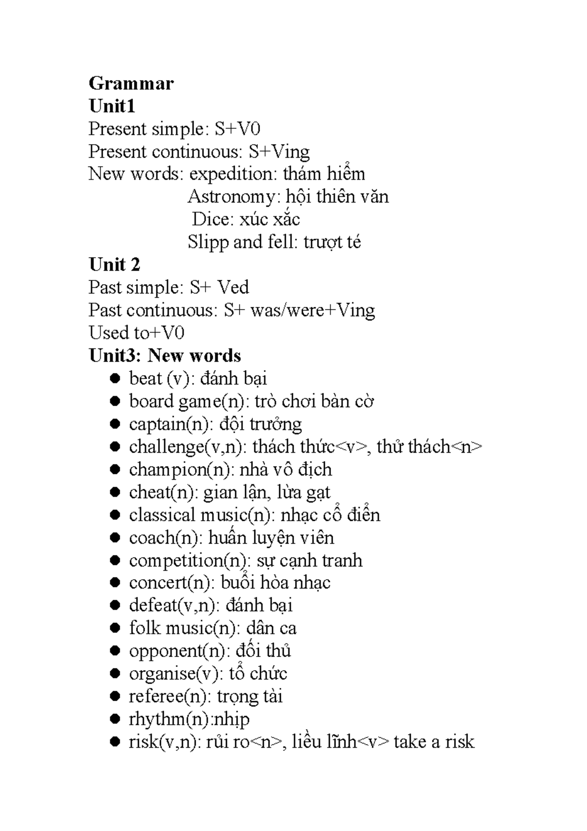 Grammar - useful - Grammar Unit Present simple: S+V Present continuous ...