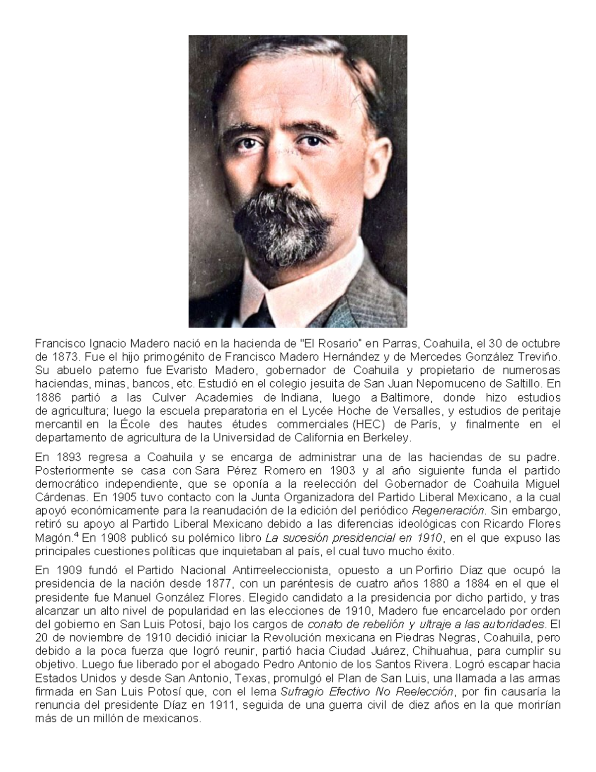 Tareas Aaron - juu - Francisco Ignacio Madero nació en la hacienda de ...