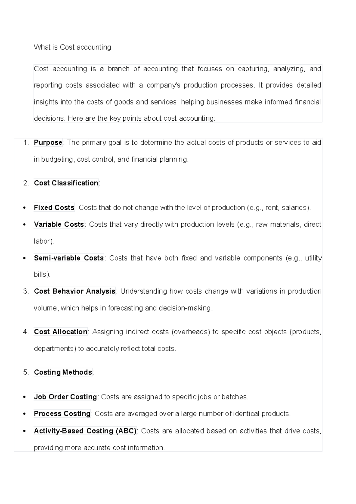 What is Cost accounting - It provides detailed insights into the costs ...