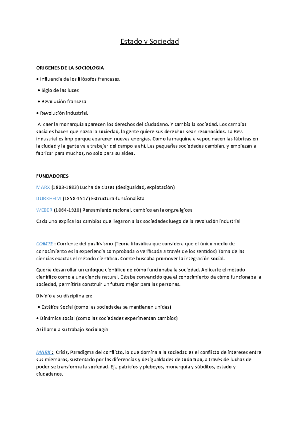 Estado Y Sociedad Copia Estado Y Sociedad Origenes De La Sociologia