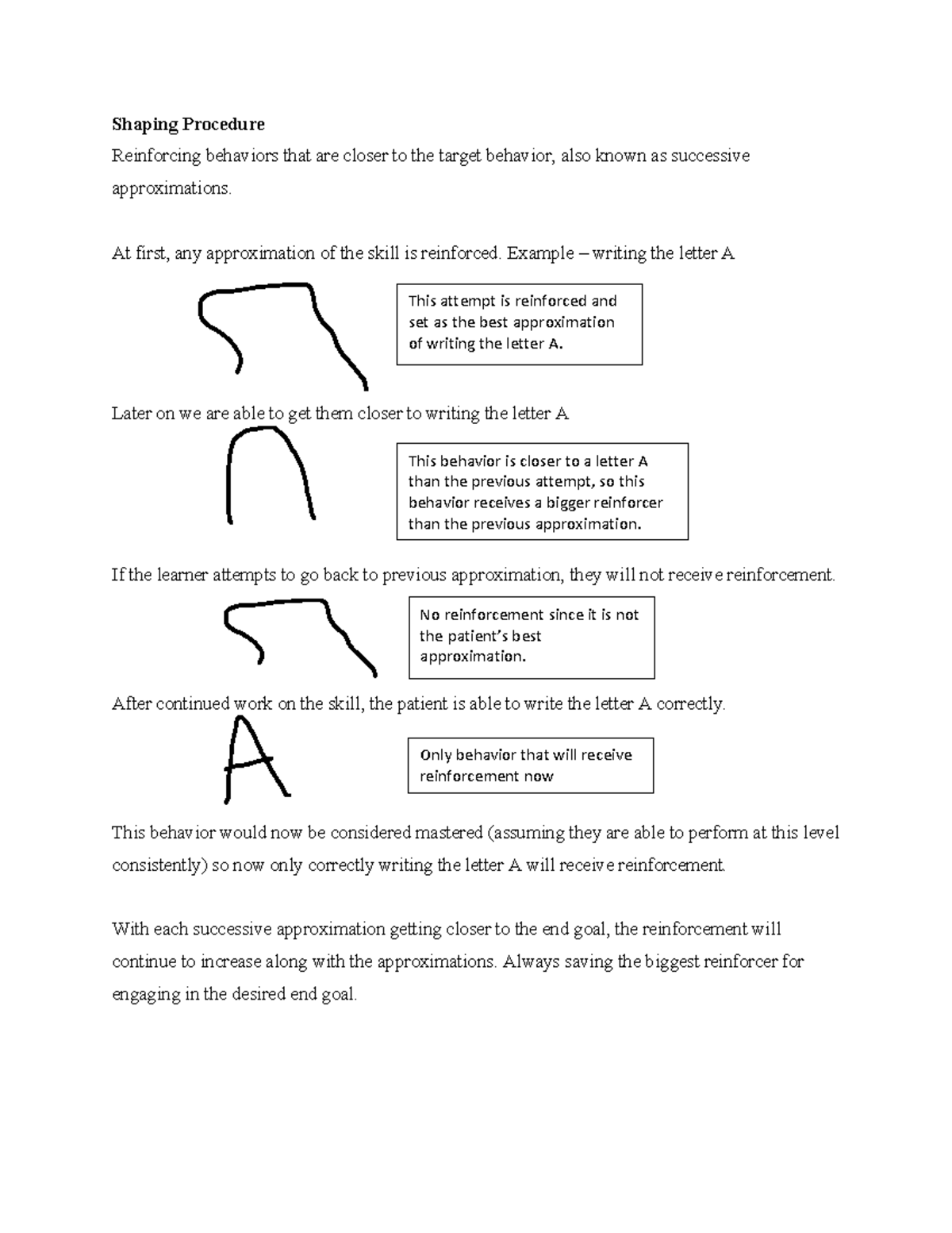 Shaping procedure - Shaping Procedure Reinforcing behaviors that are ...