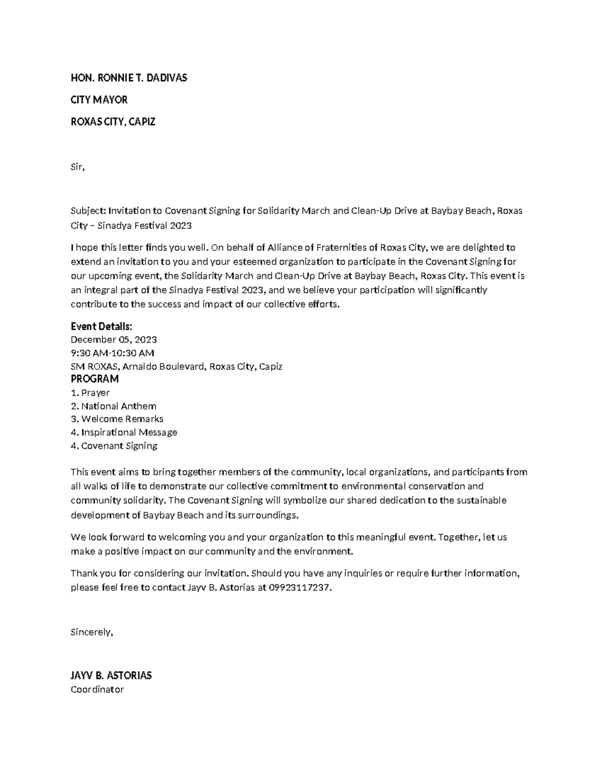 Invitation Letter LGU - ALL THIS FOR PURPOSE - HON. RONNIE T. DADIVAS ...