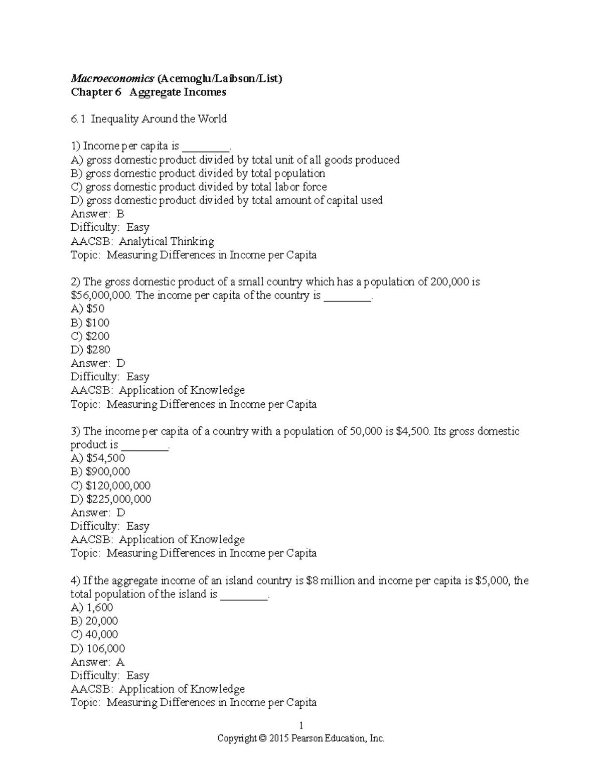 Chapter 06 - Practice - Macroeconomics Chapter 6 Aggregate Incomes 6 ...