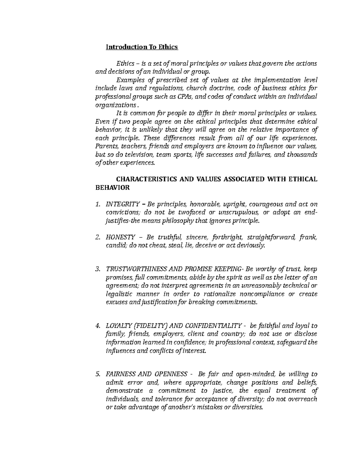 Introduction To Ethics M5 - Introduction To Ethics Ethics – is a set of ...