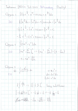 Proeftentamen INT01 2015 2016 - Proeftentamen Integreren minstens 95 ...