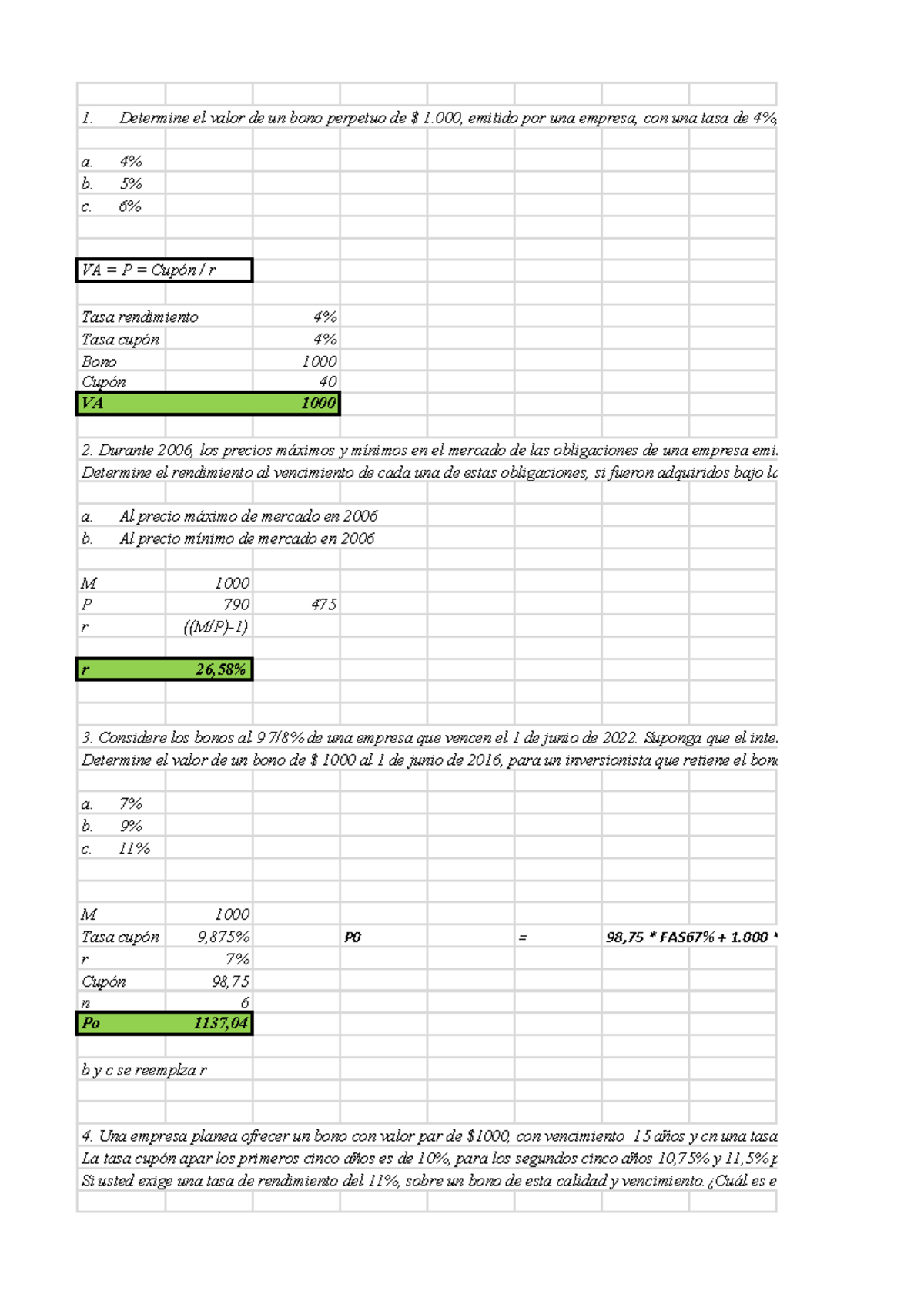 Ejercicios Bonos - Determine el valor de un bono perpetuo de $ 1 ...