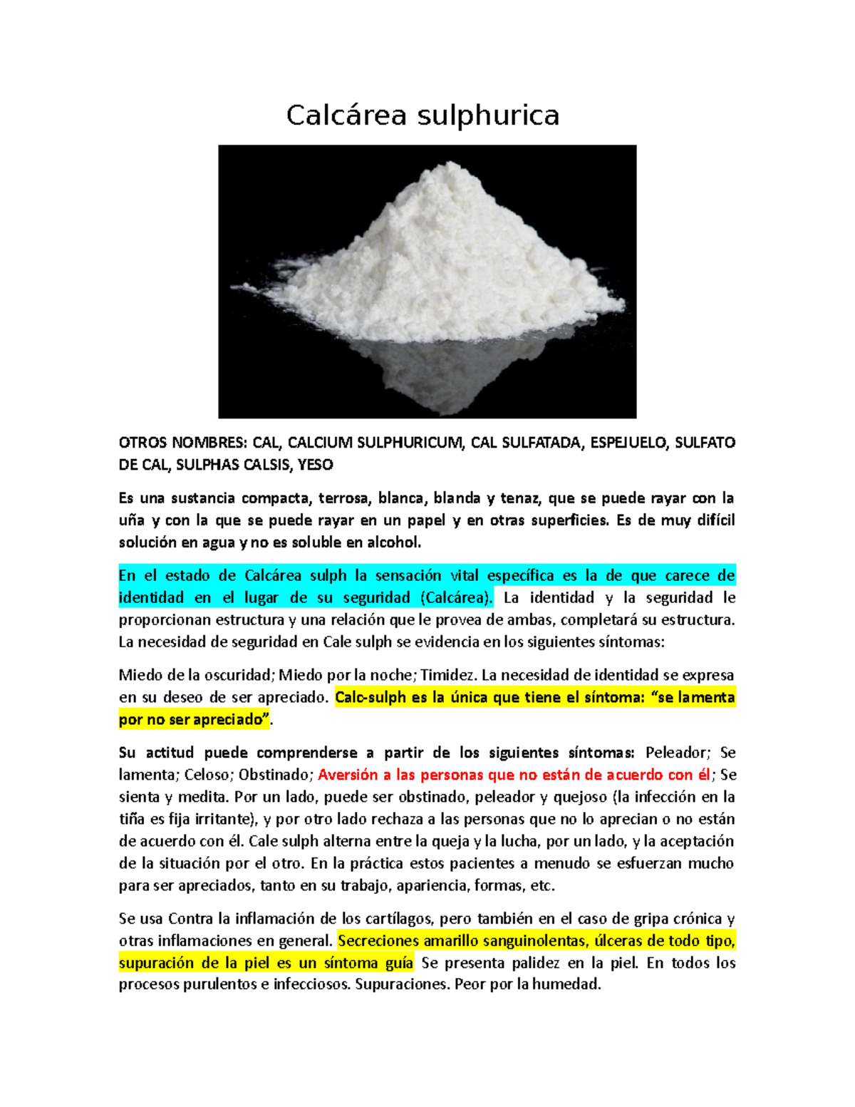 Calcáreas - MEDICAMENTOS HOMEOPATICOS - Calcárea sulphurica OTROS ...