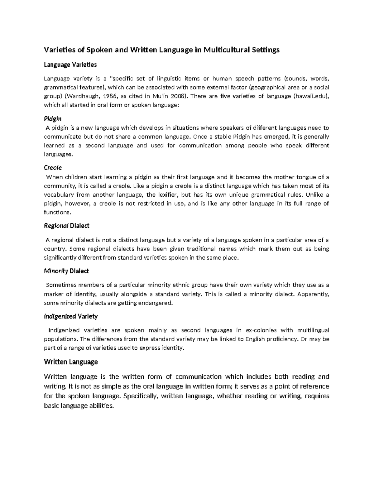 Varieties of spoken and Written Language - There are five varieties of ...