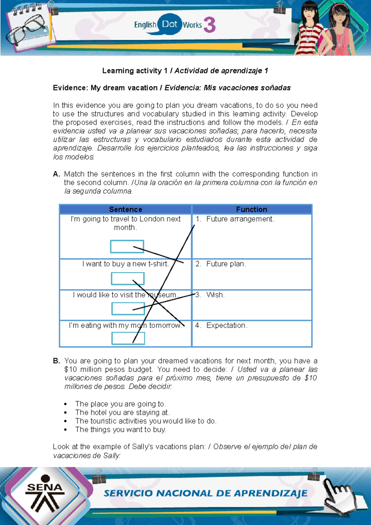 Evidence My dream vacation ingles 3 - Learning activity 1 / Actividad ...
