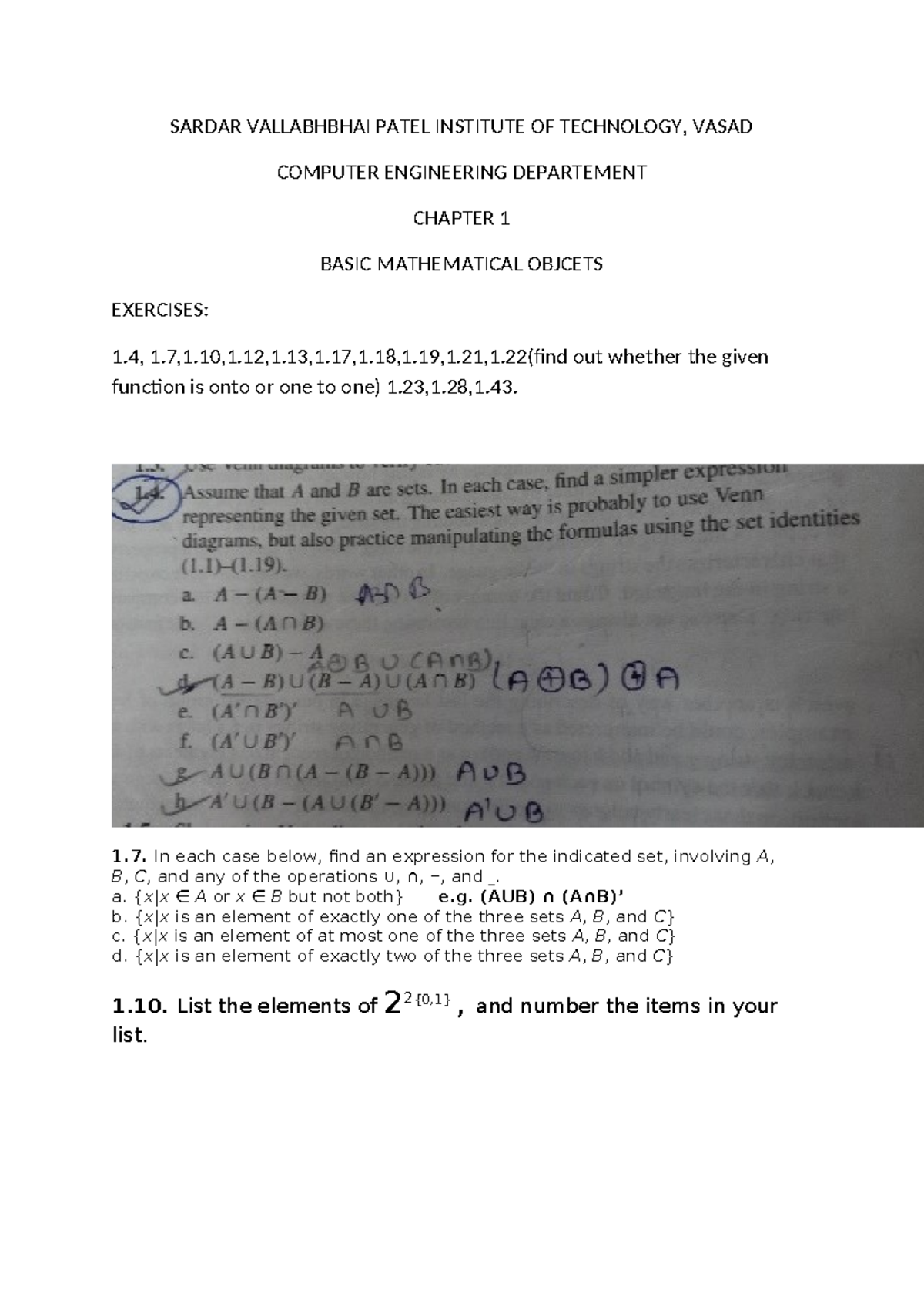 Toc assignment 1 - abc - SARDAR VALLABHBHAI PATEL INSTITUTE OF TECHNOLOGY, VASAD COMPUTER - Studocu
