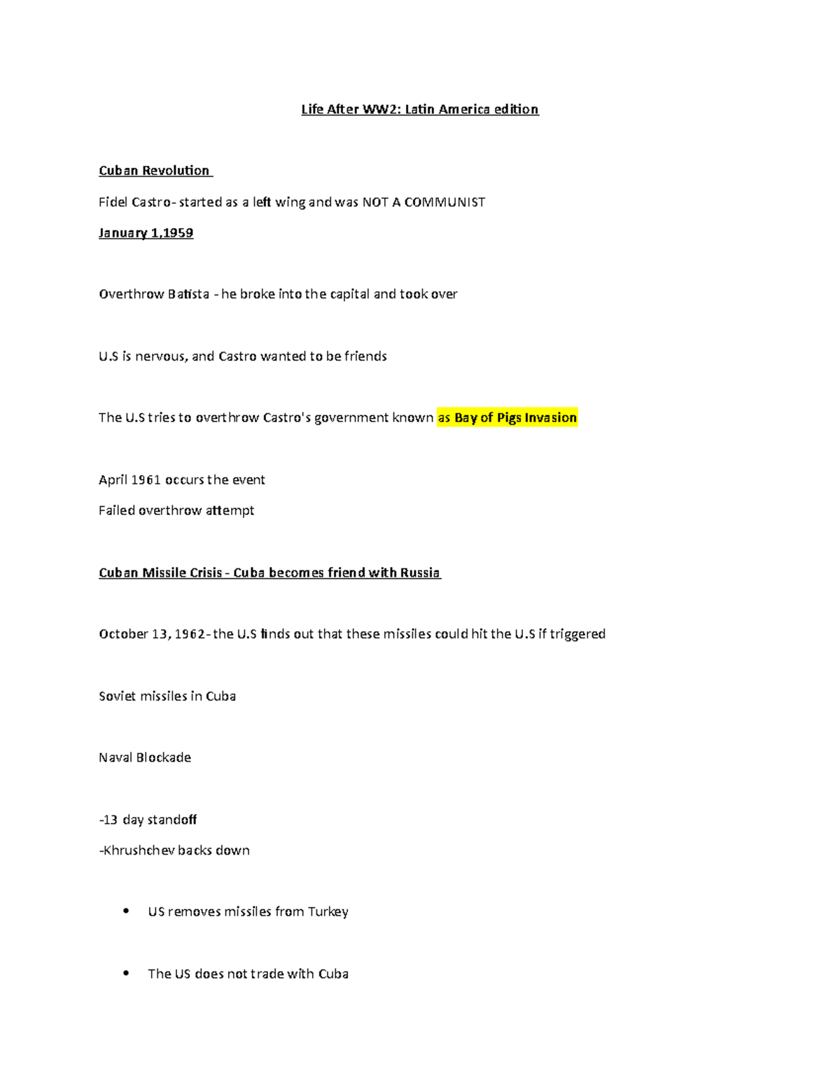 Life After WW2- Latin America edition - Life After WW2: Latin America ...