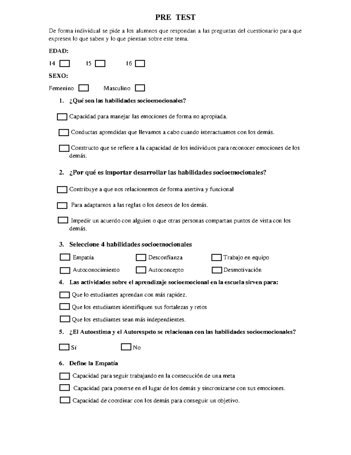 PRE TEST - Grupo 7 - PRE TEST - PRE TEST De forma individual se pide a ...